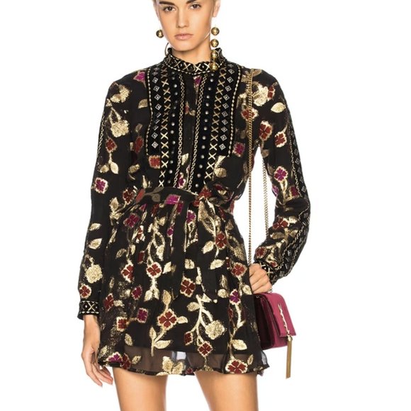 Dodo Bar Or | Dresses | Dodo Bar Or Loren Black And Gold Brocade Mini ...